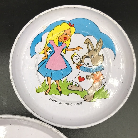 Other | Vintage Alice In Wonderland White Rabbit Tin Baking Plates ...